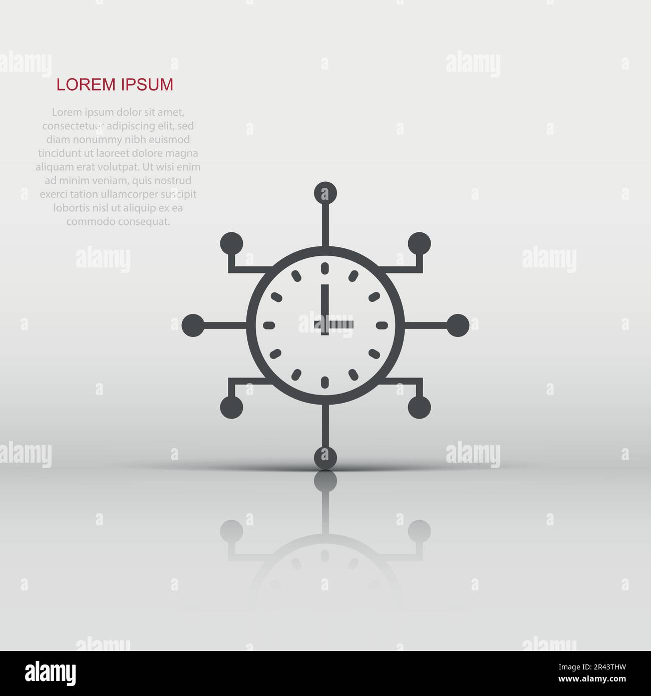 Real time icon in flat style. Clock vector illustration on white ...