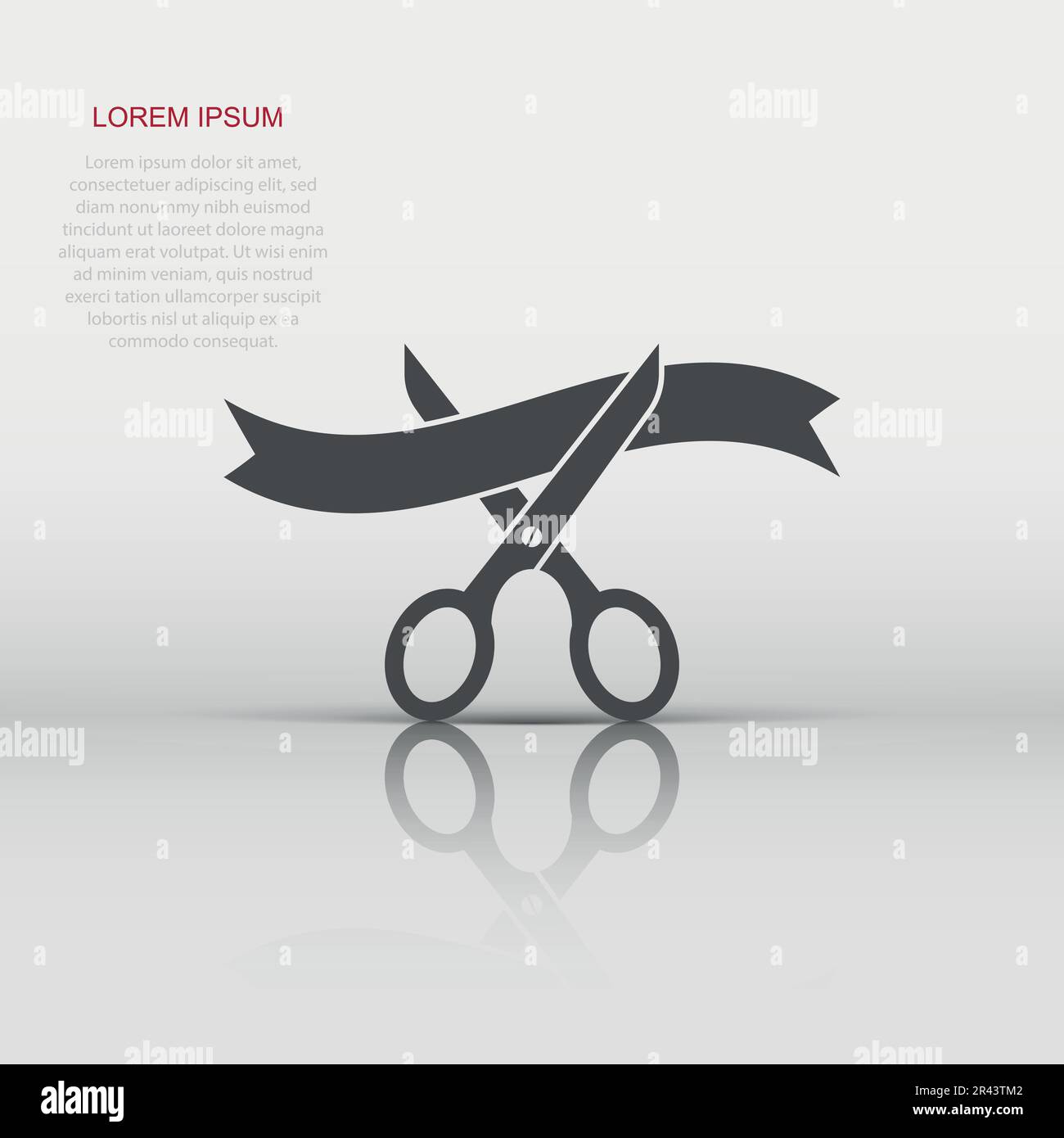 Scissors icon in flat style. Cutting ribbon vector illustration on white isolated background ...