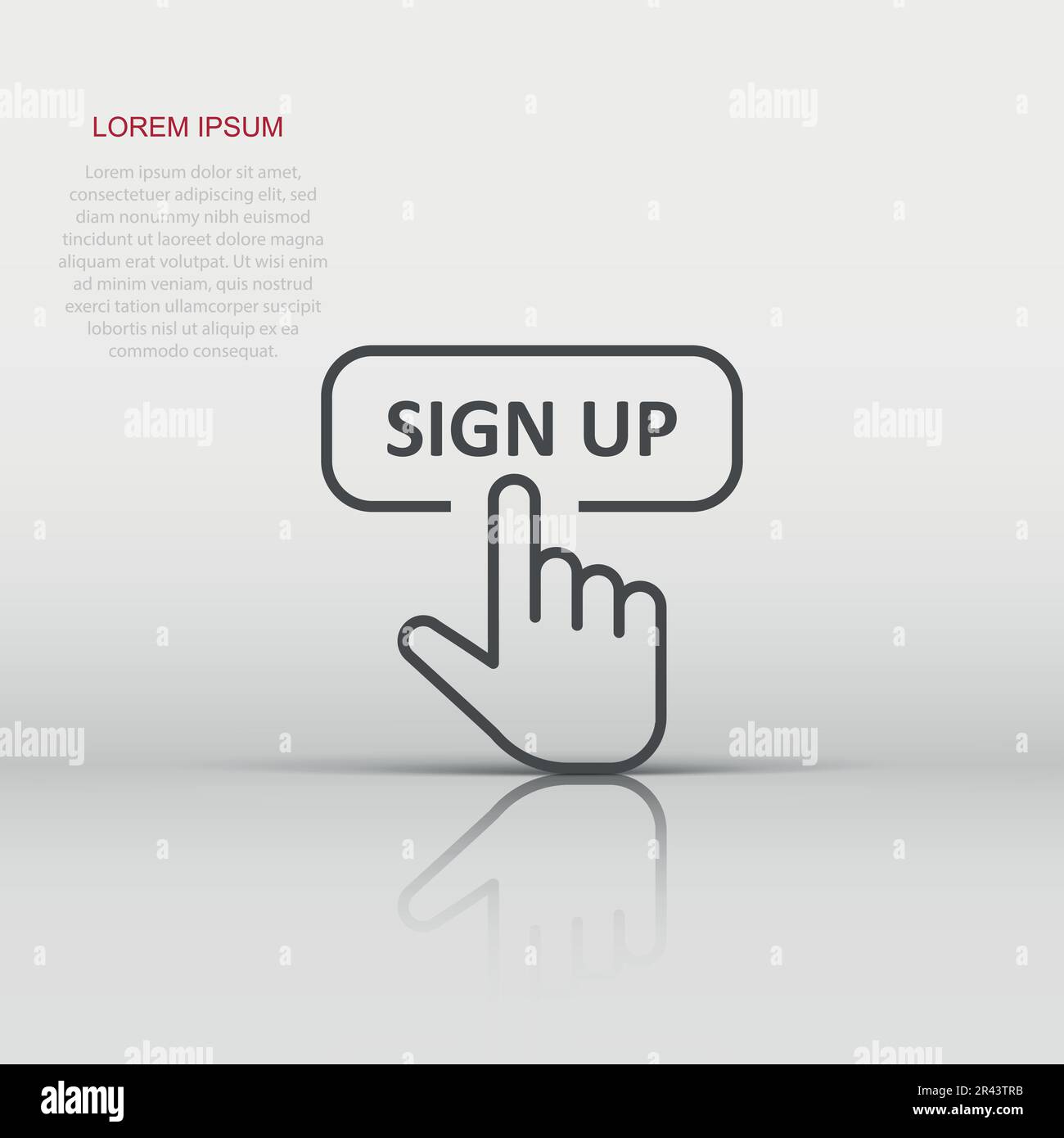 Sign up icon in flat style. Finger cursor vector illustration on white ...