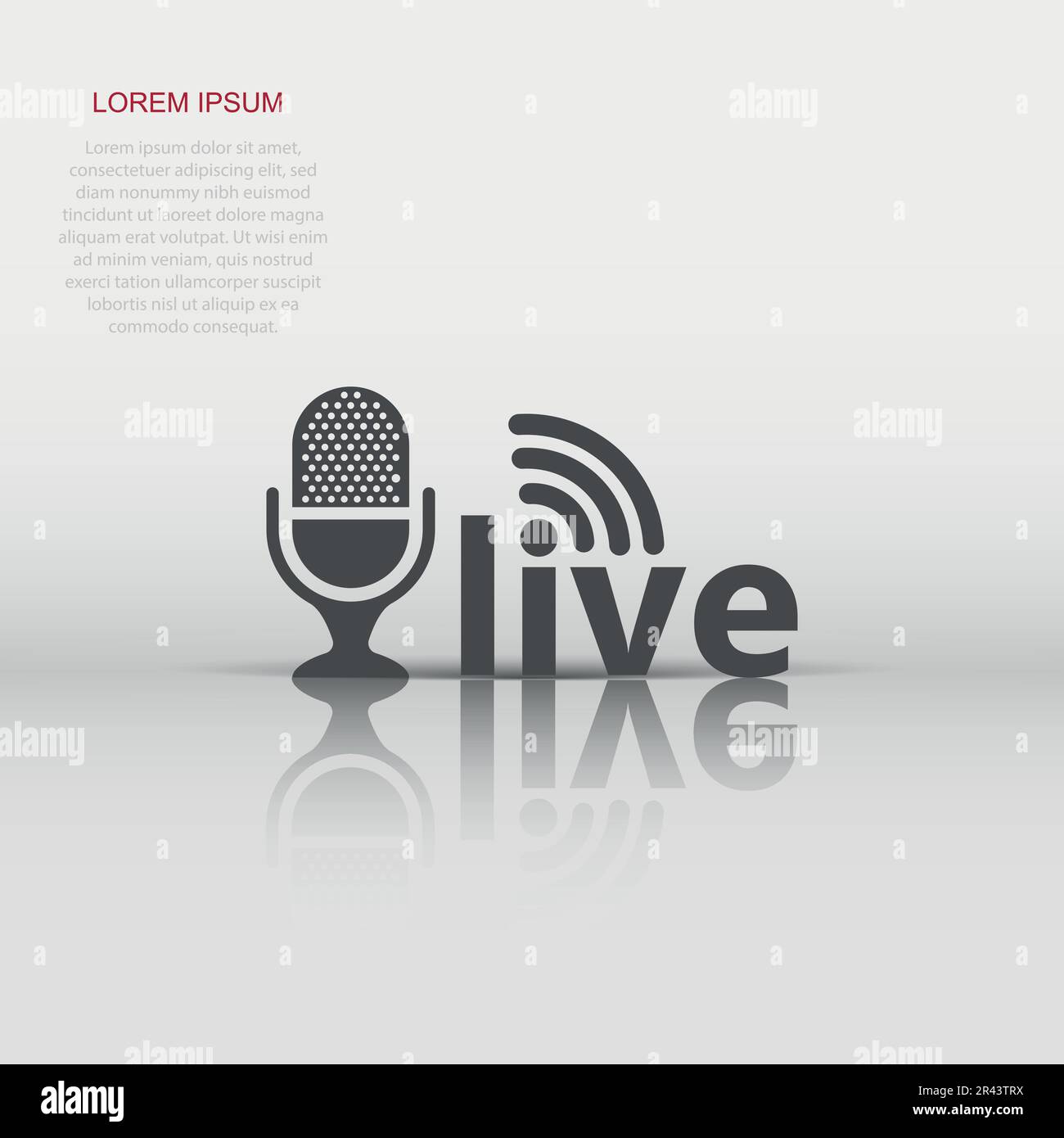 Microphone icon in flat style. Live broadcast vector illustration on ...