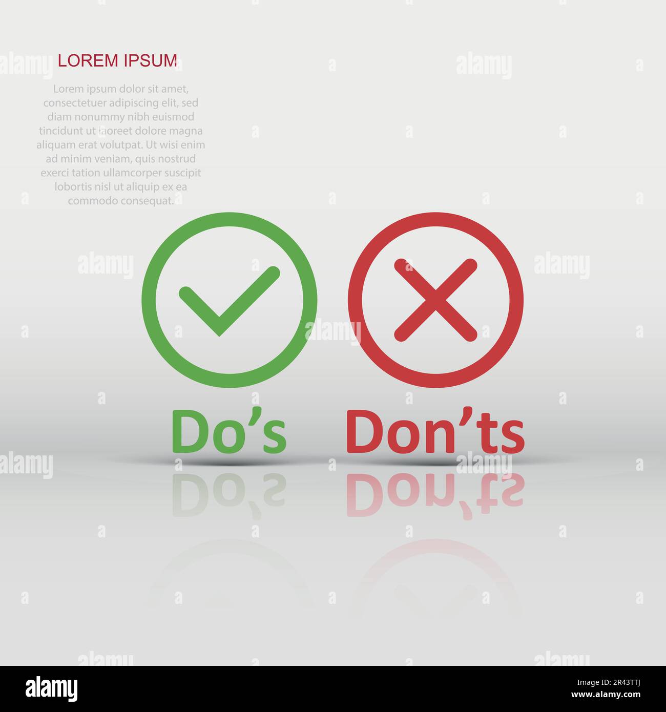 Do's and don'ts sign icon in flat style. Like, unlike vector illustration on white isolated ...