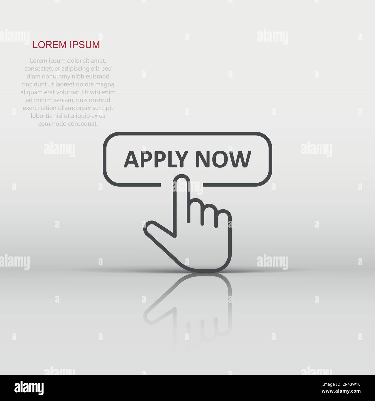 Apply now icon in flat style. Finger cursor vector illustration on ...