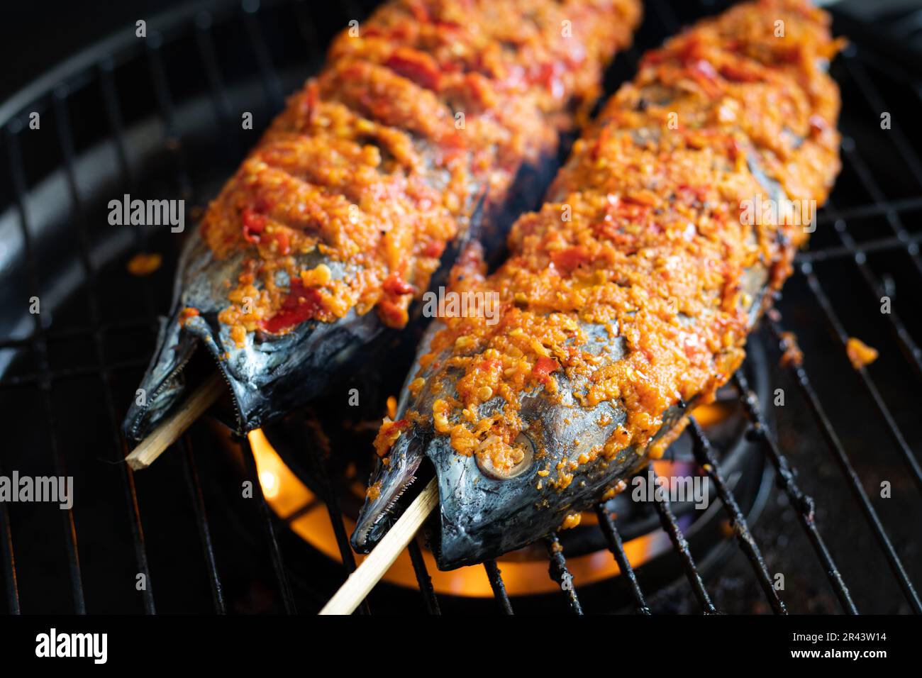Grilled skipjack tuna (cakalang) with delicious spicy seasoning Stock ...