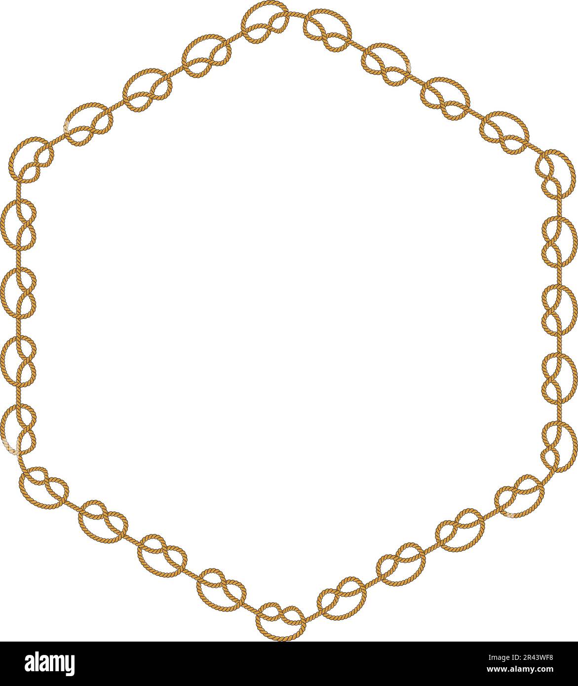 Hexagonal rope frame isolated on white background. Twisted cord Stock ...