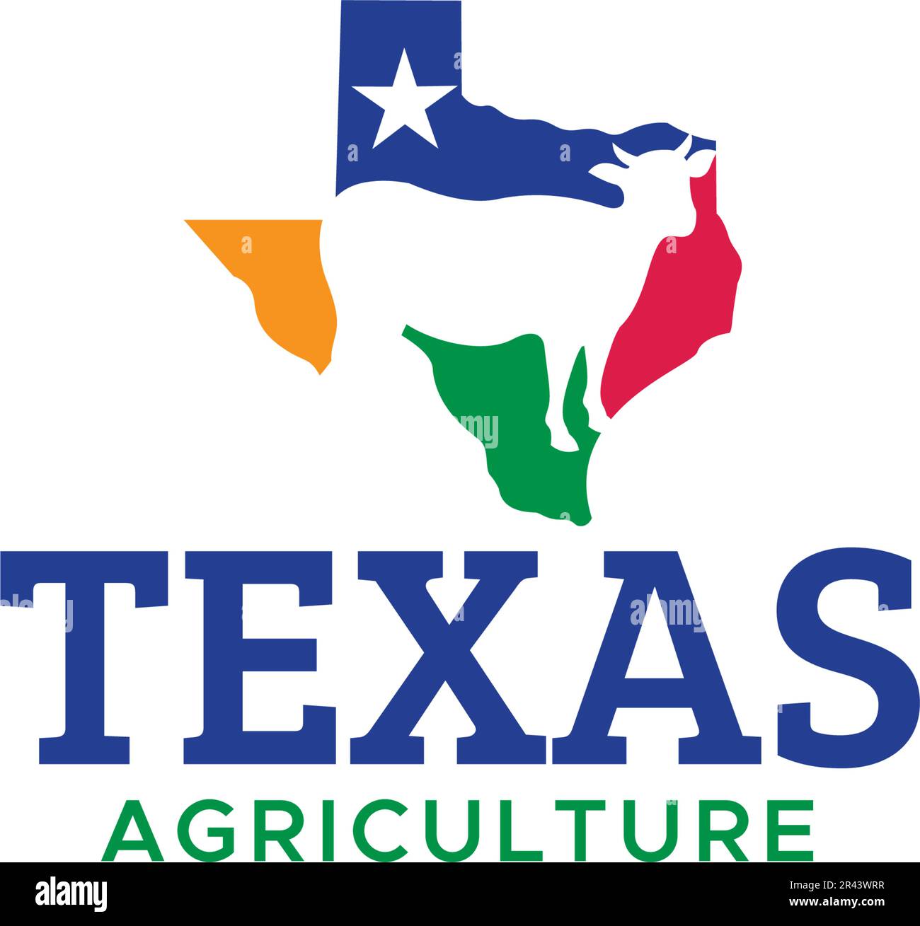 Modern Colorful TEXAS AGRICULTURE Bull logo design Stock Vector Image ...