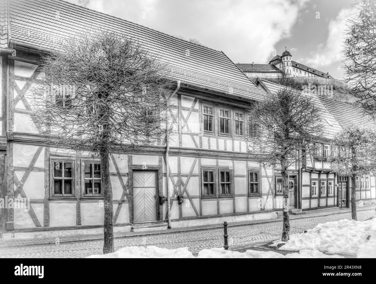 Half timbered house middle Black and White Stock Photos & Images - Alamy