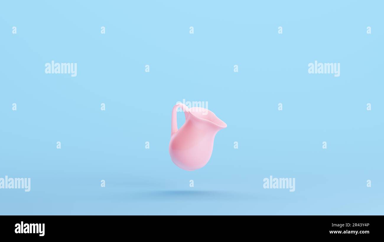 Pink Jug Juice Milk Drink Handle Stylish Trendy Kitsch Blue Background ...