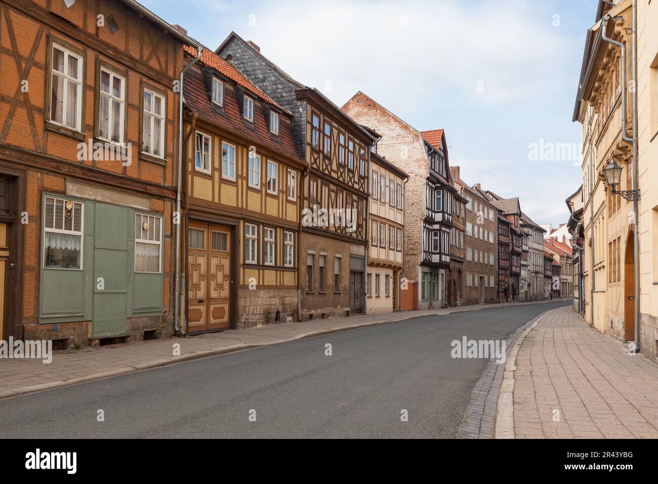 Street with half-timbered houses in Quedlinburg Stock Photo - Alamy