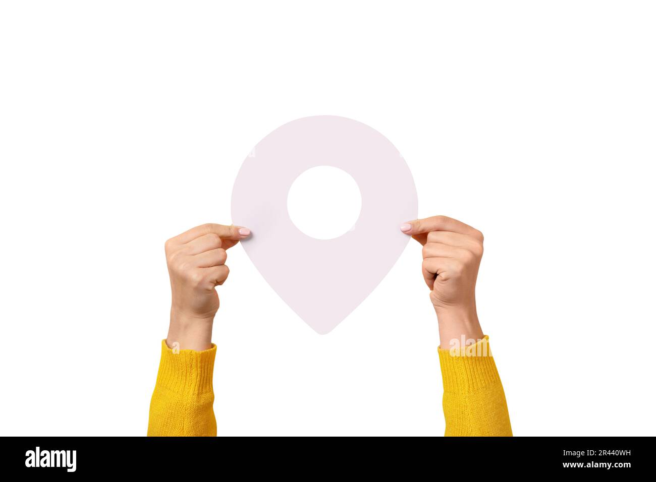 white map pointer 3d pin in hand isolated on white background Stock ...