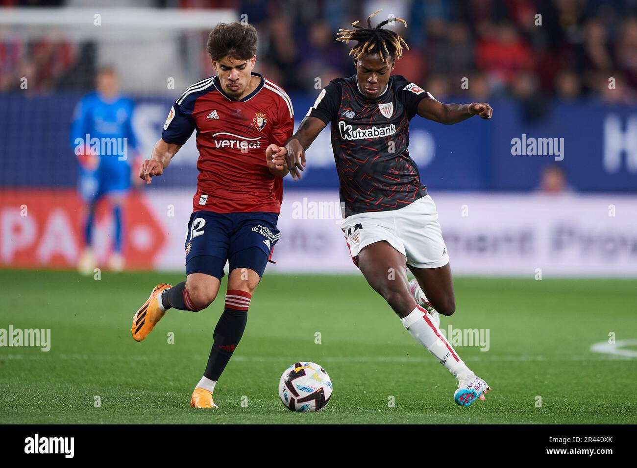 Ez Abde of CA Osasuna and Nico Williams of Athletic Club in action ...