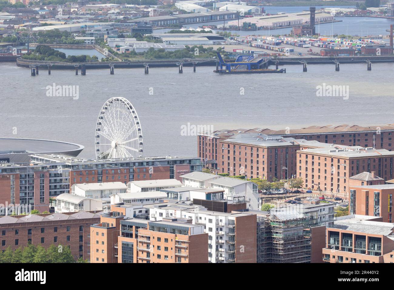 Liverpool, united kingdom May, 16, 2023 The Wheel of Liverpool next to ...