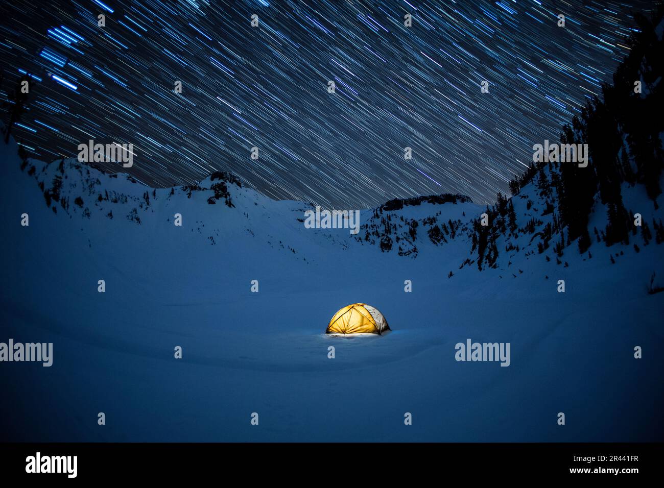 North Cascade Snow Camping Stock Photo - Alamy