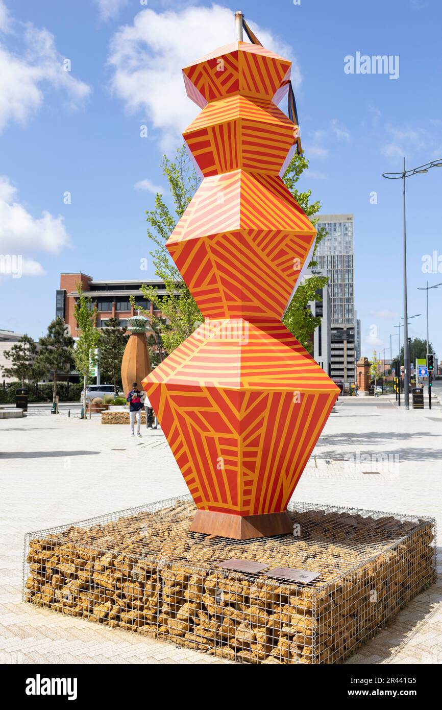 Liverpool, united kingdom May, 16, 2023, orange street art statue on ...