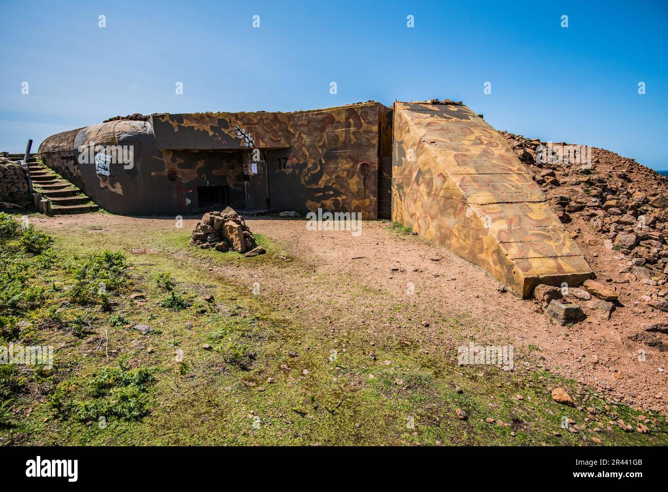 WW2 bunkers and fortifications at Corbiere on Jersey in the Channel ...