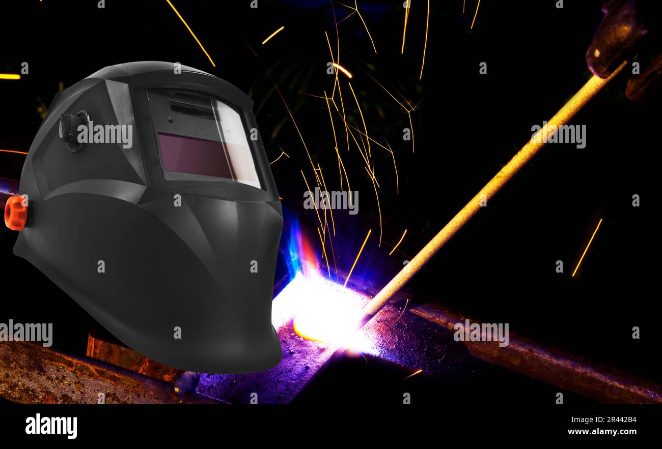 Welding mask. Welding equipment over arc-welding process of metal ...