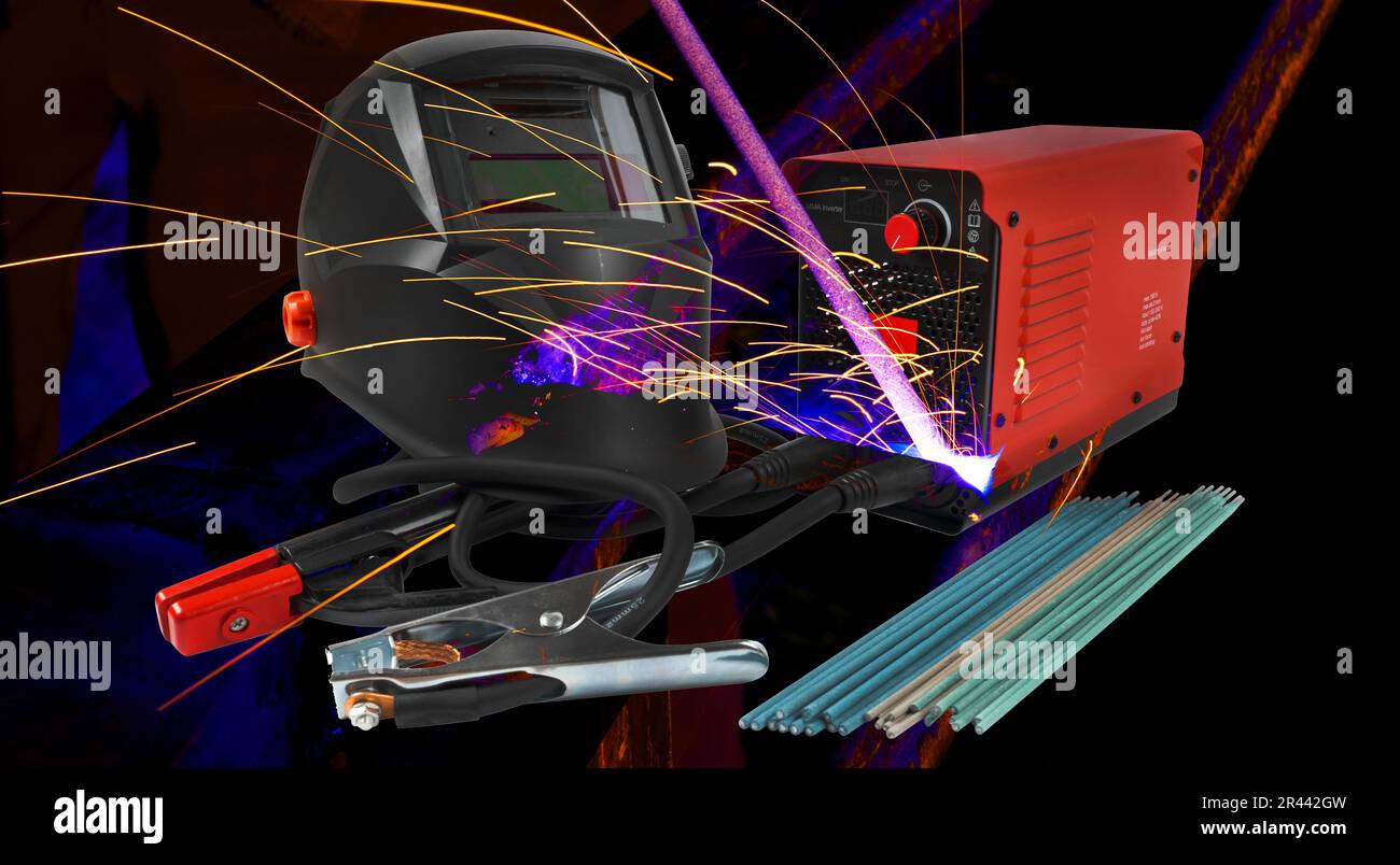 Inverter welding machine. Welding equipment. Multi-process welder. Set ...