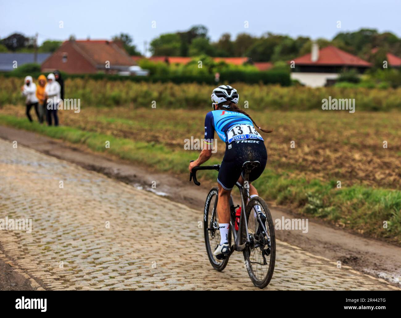 Gruson, France - 02 October, 2021: Rear view of the British woman ...
