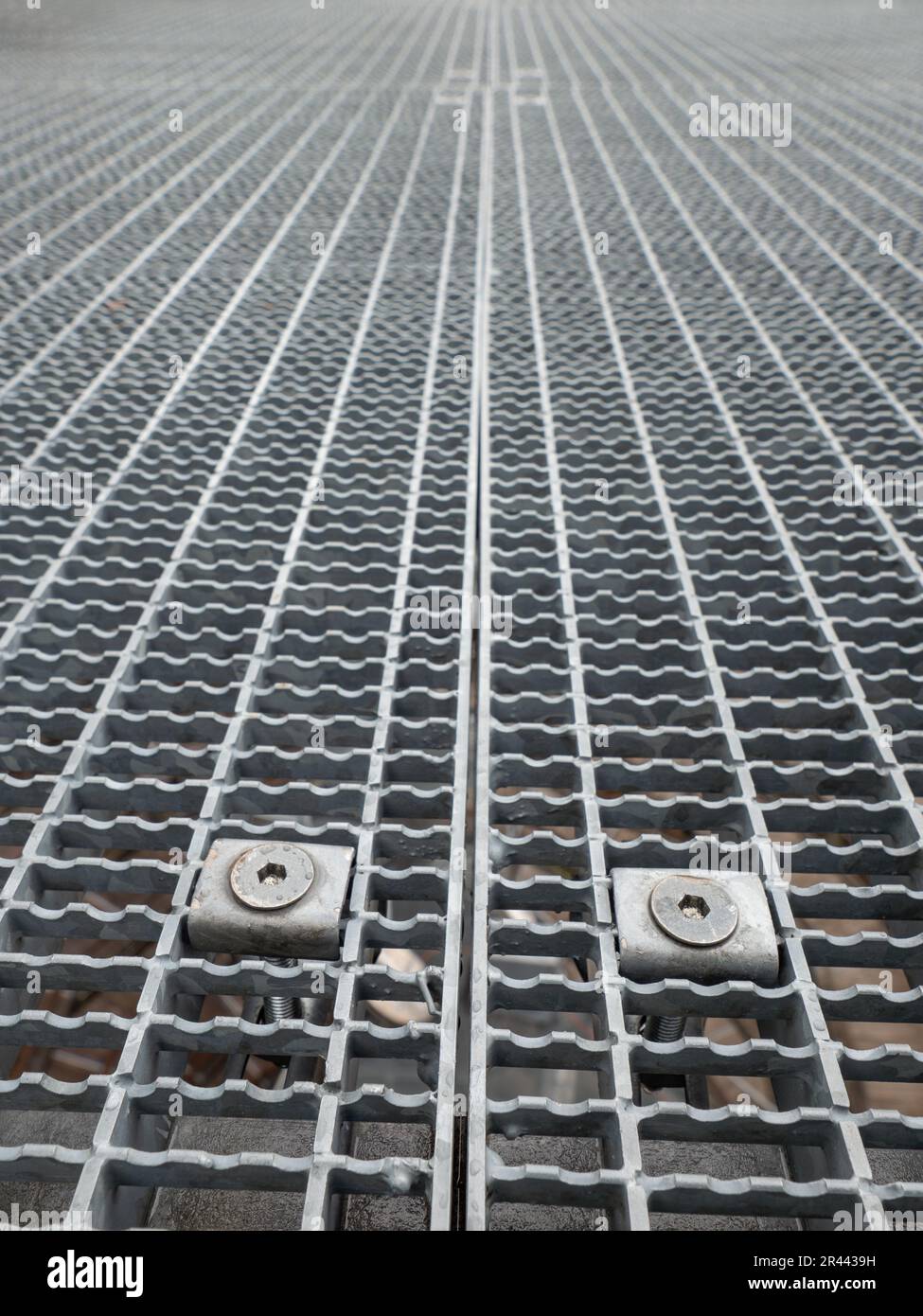 Gray grille transparent viewing platform construction with high ...