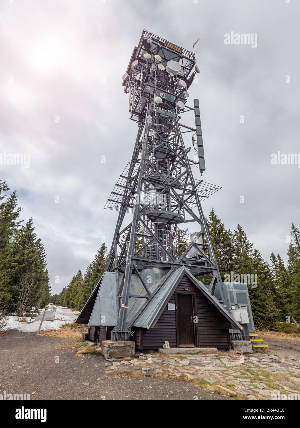 Crna hora staircase of lookout tower, construction with ladder and ...