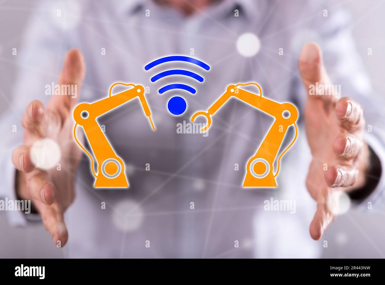 Industry 4.0 concept between hands of a man in background Stock Photo ...