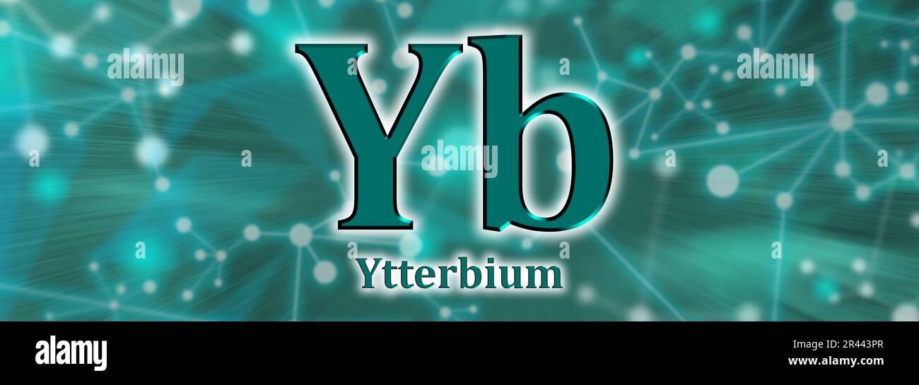 Yb symbol. Ytterbium chemical element on green network background Stock ...