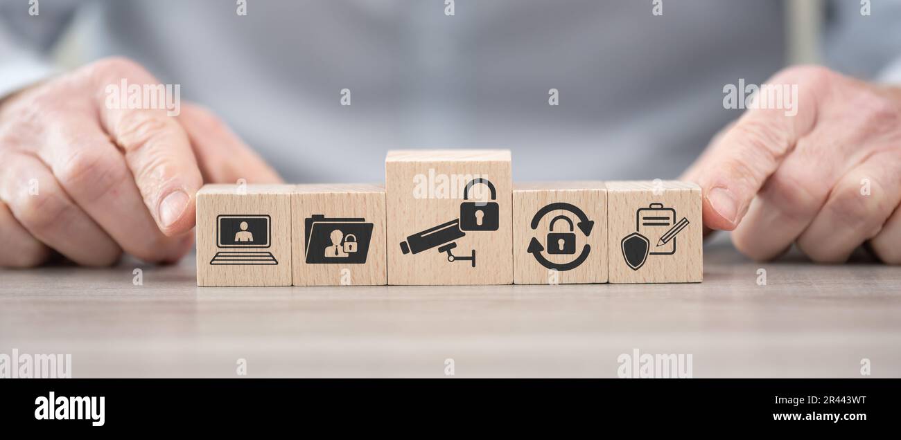 Wooden blocks with symbol of private data concept Stock Photo - Alamy