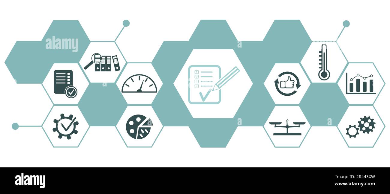 Concept of assessment with connected icons Stock Photo - Alamy