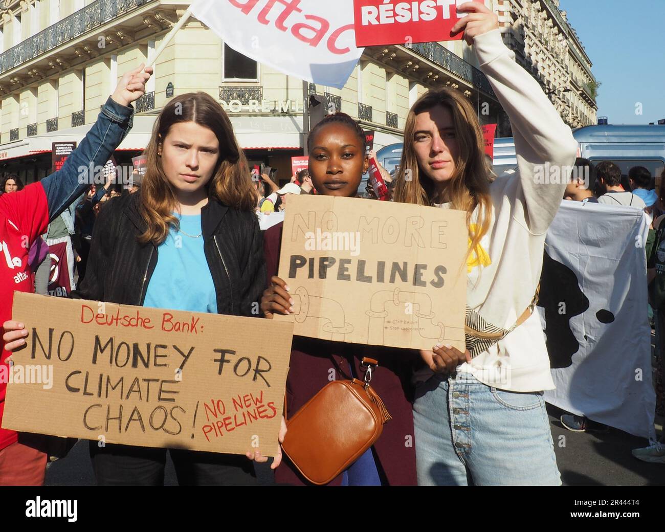 Paris, France. 26th May, 2023. Environmental activists protest against ...