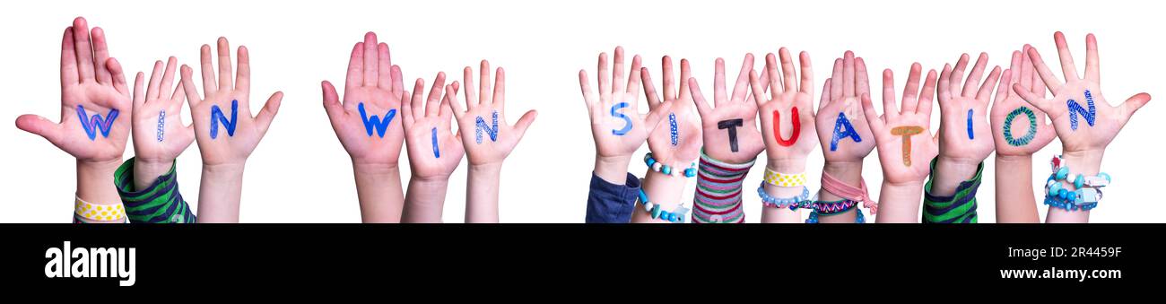 Children Hands Building Word Win Win Situation. White Background Stock ...