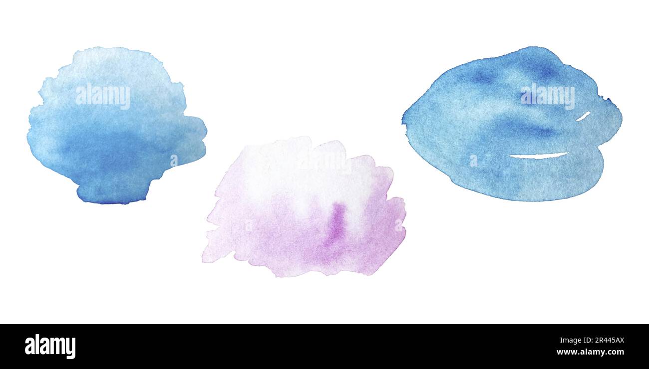 Watercolor set brush strokes for design. Pink and blue. Vector ...