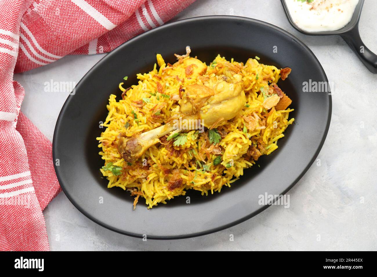 Chicken Biryani/murg Pulao. Garnished with fried onion & chopped ...