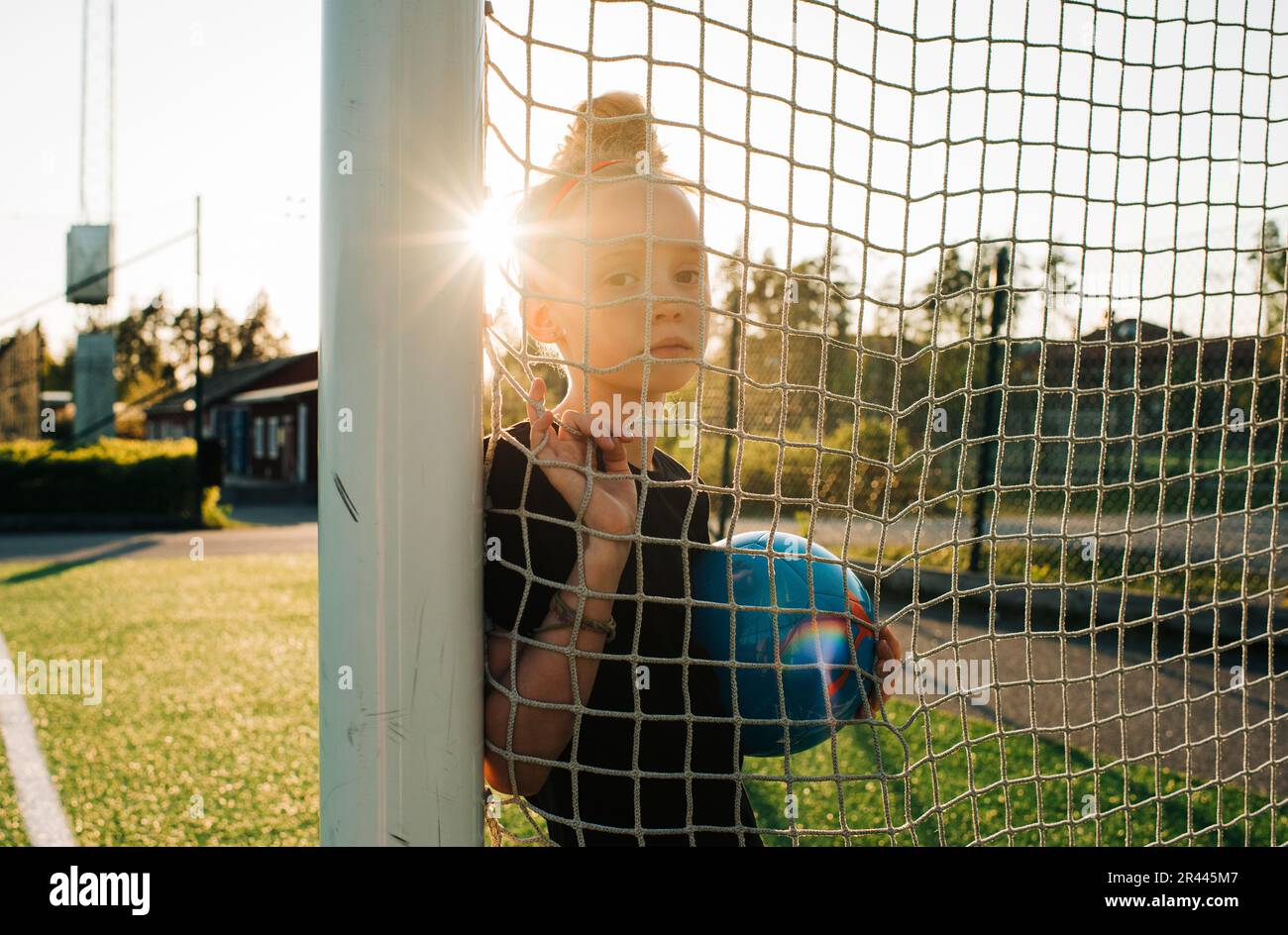 Soccer net with sunset hi-res stock photography and images - Alamy