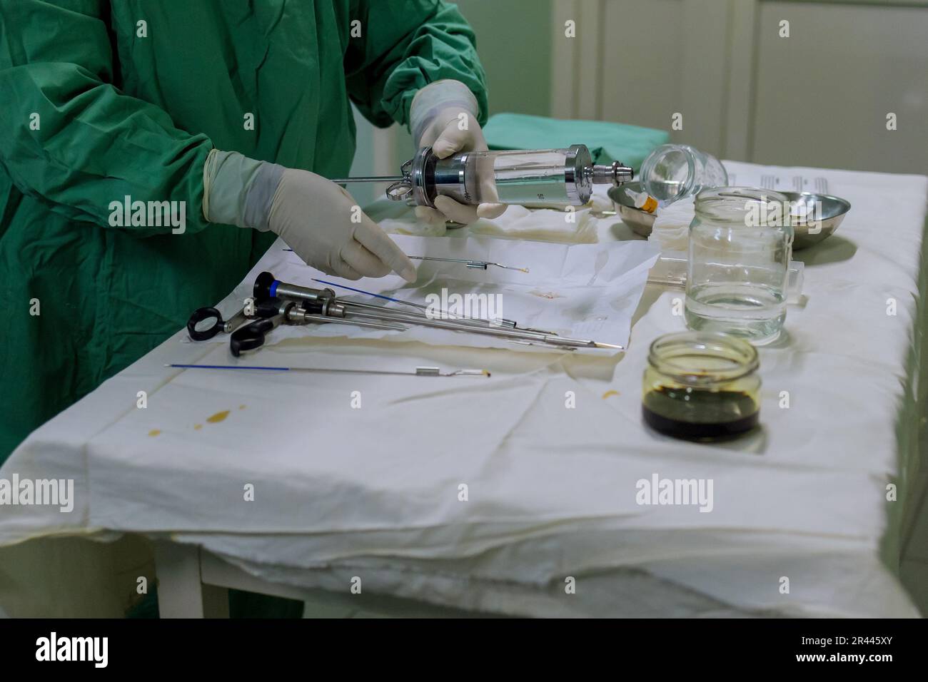 Assembling surgical instruments preparing them for use in surgery Stock ...