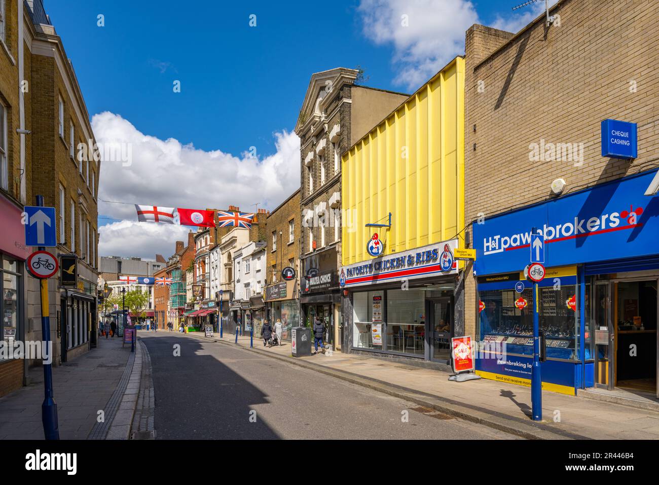 King Street Gravesend with banners for coronation in Gravesend Kent ...