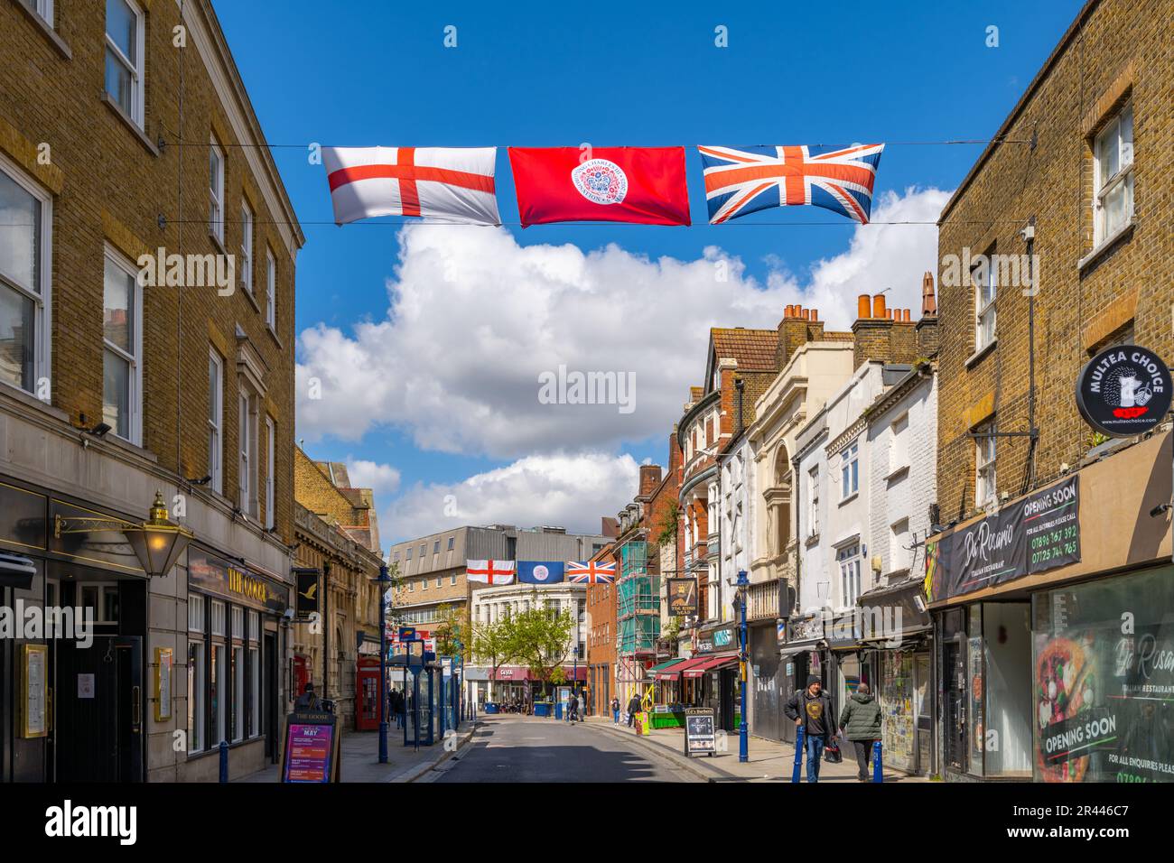 King Street Gravesend with banners for coronation in Gravesend Kent ...