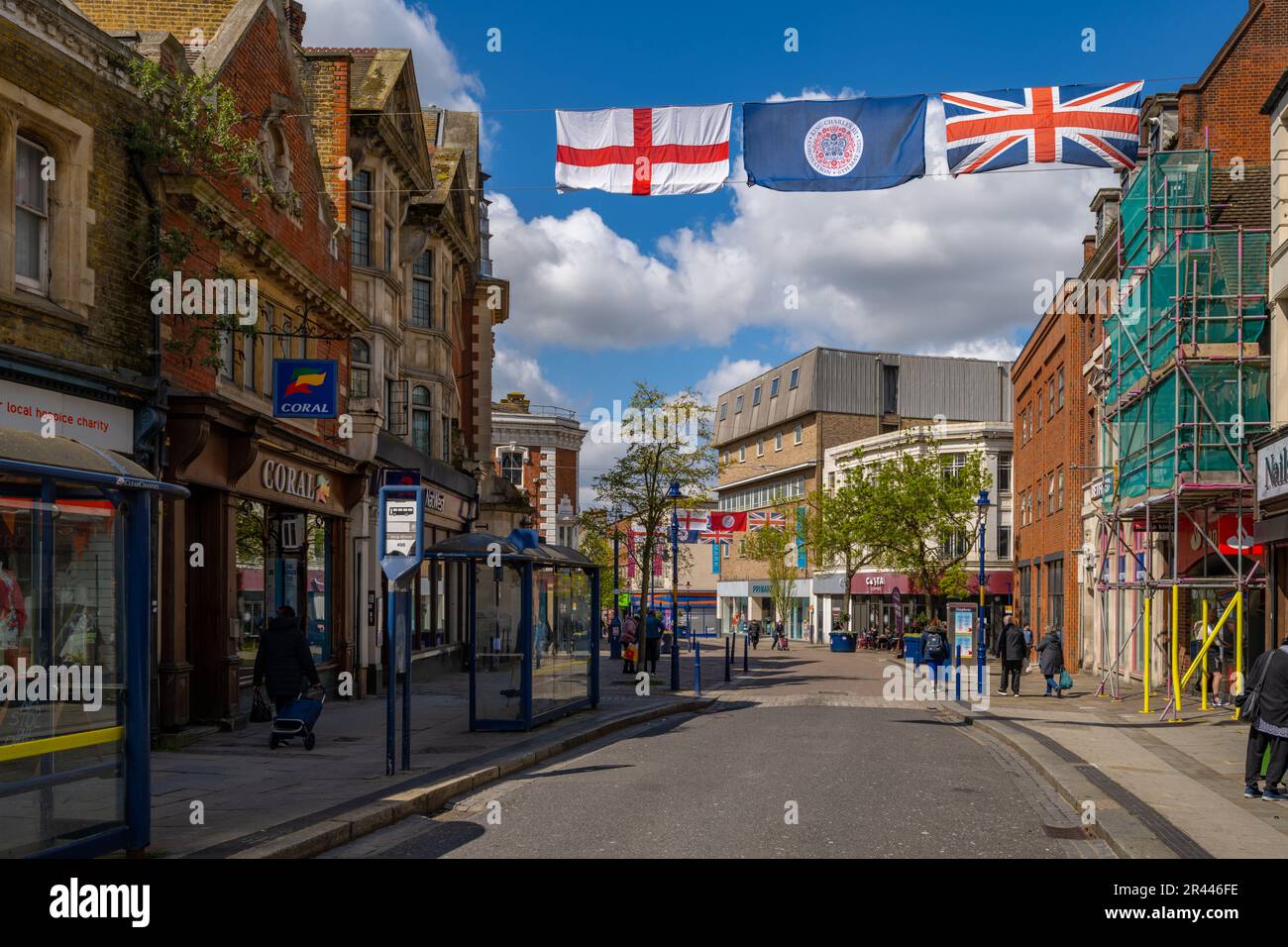 King Street Gravesend with banners for coronation in Gravesend Kent ...