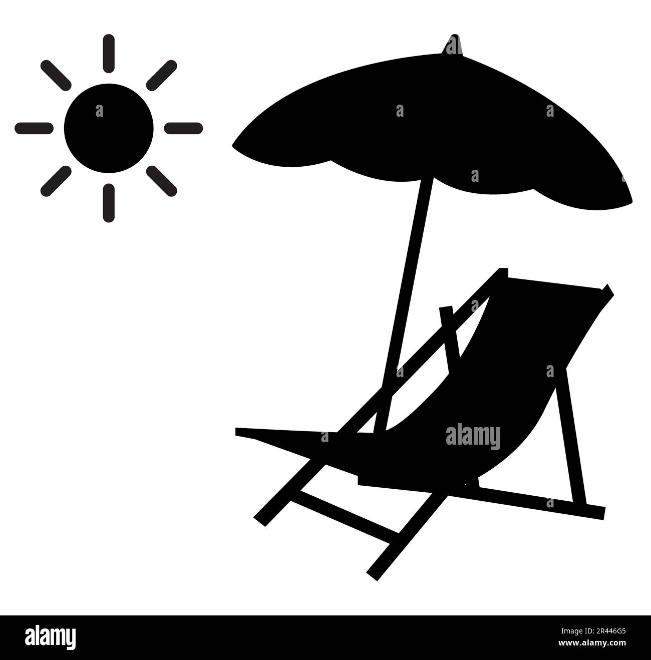 beach chair with sun icon. beach seating sign. chaise longue and ...