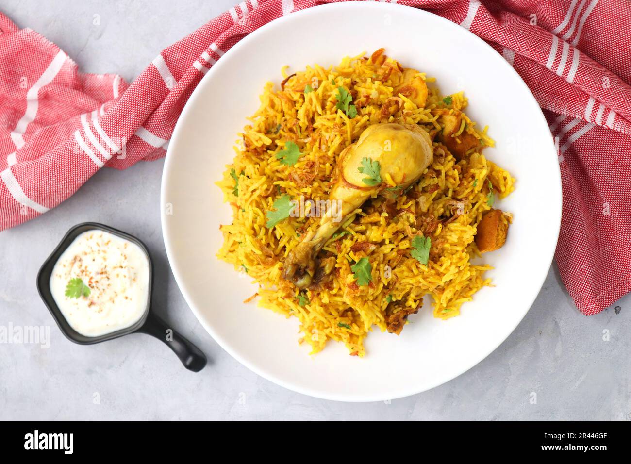 Chicken Biryani/murg Pulao. Garnished with fried onion & chopped ...