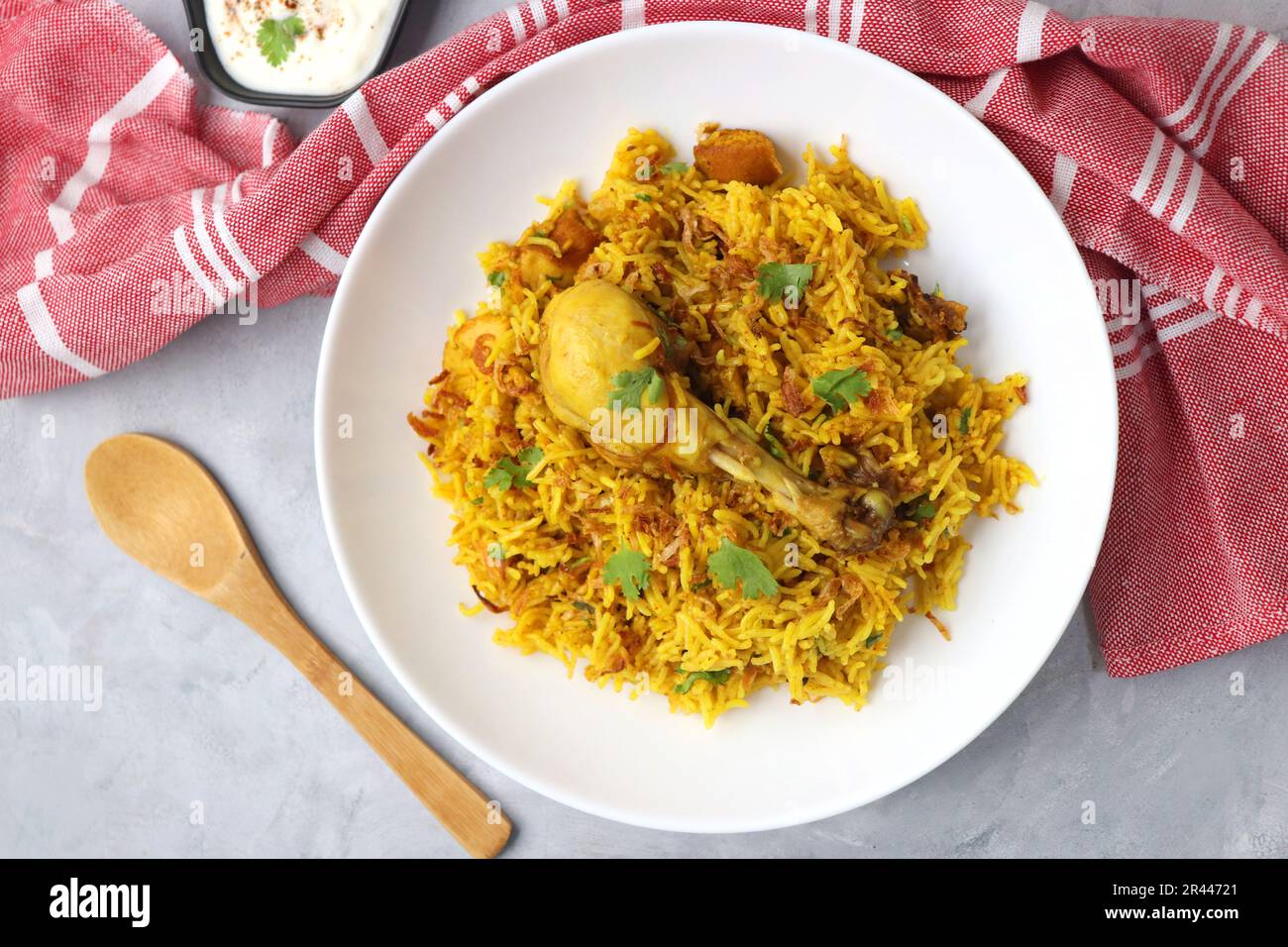 Chicken Biryani/murg Pulao. Garnished with fried onion & chopped ...