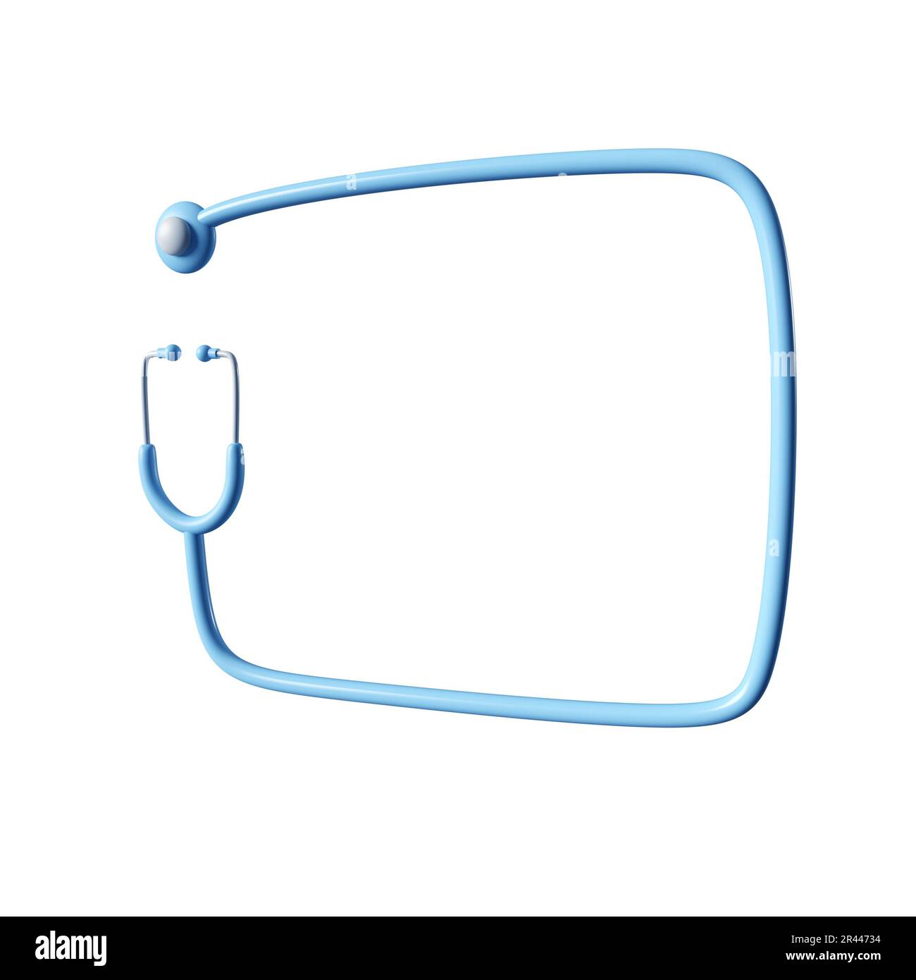 3d blue stethoscope icon frame. Rendering illustration of medical sign ...