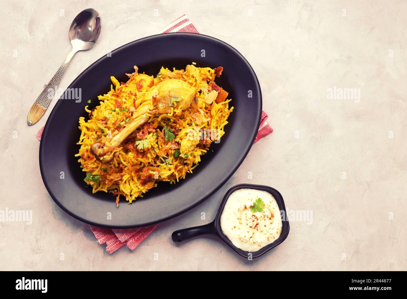 Chicken Biryani/murg Pulao. Garnished with fried onion & chopped ...