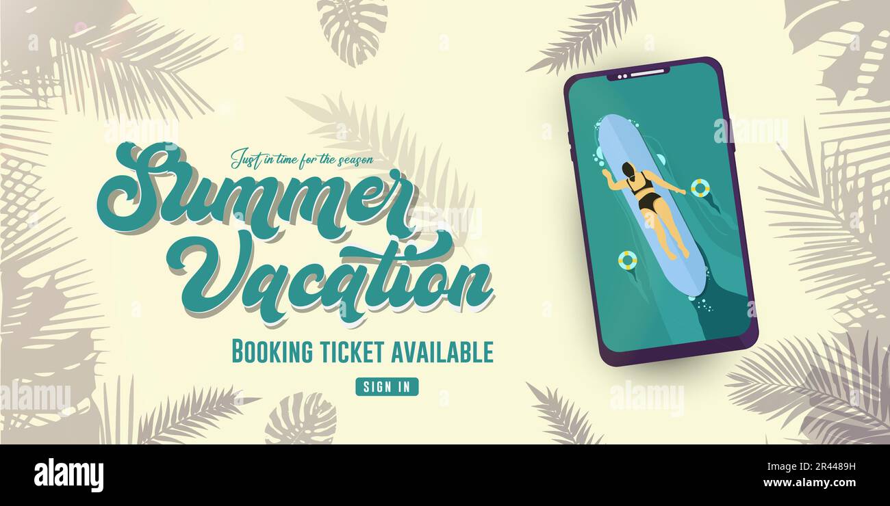 Summer vacation ticket background for online booking concept. Banner ...