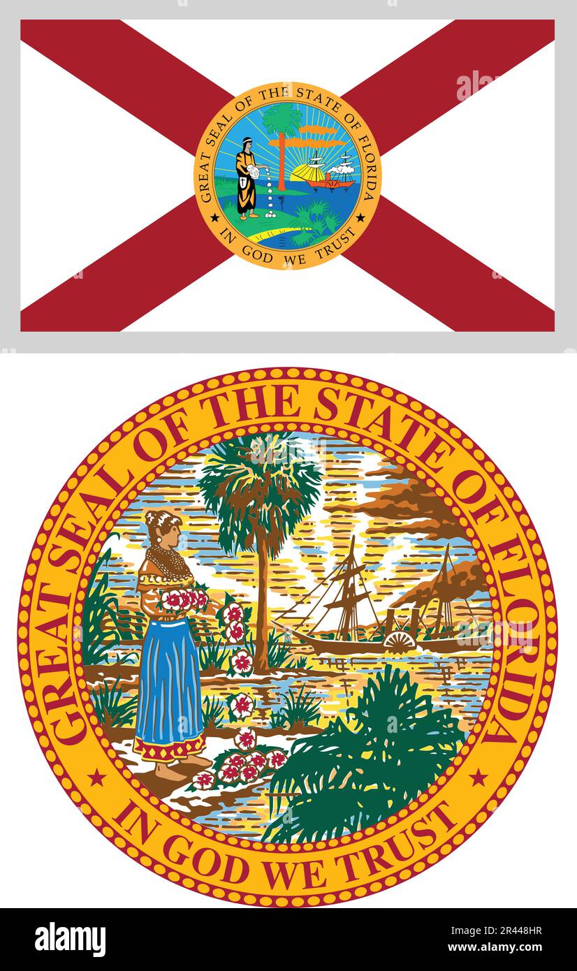 Florida US State Flag and Coat of Arm Design Stock Vector Image & Art ...