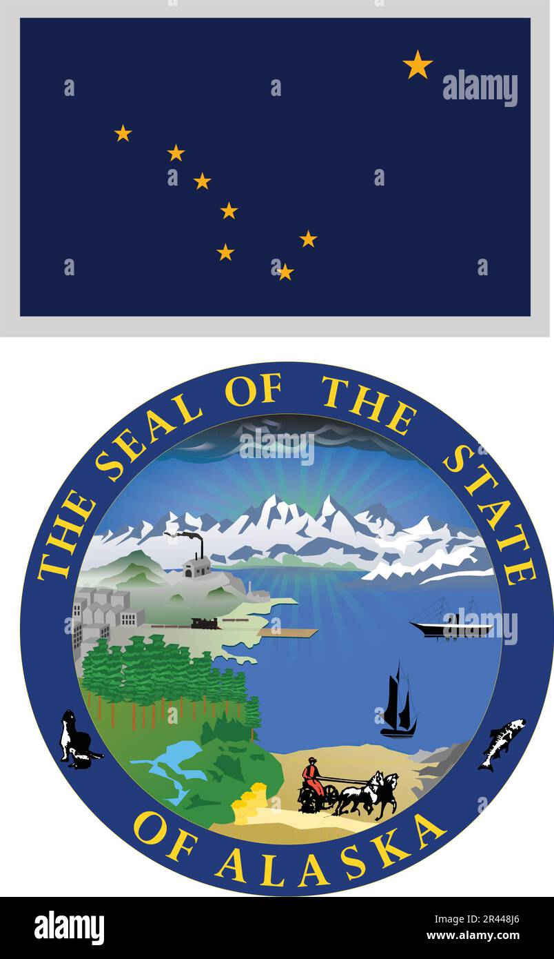 Alaska US State Flag and Coat of Arm Design Stock Vector Image & Art ...