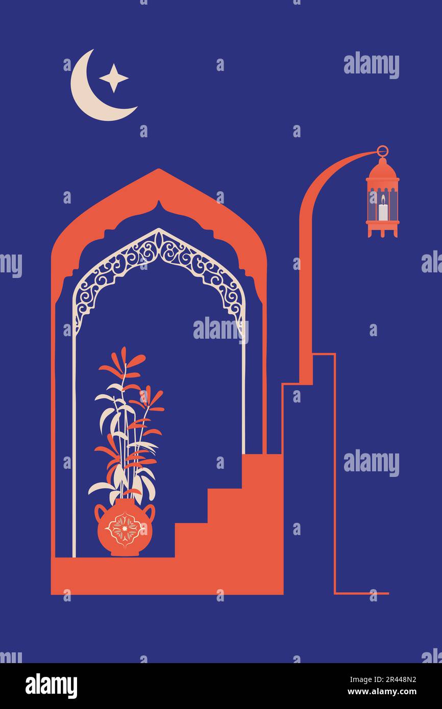 Creative minimalist abstracts. House or mosque facade with water ...