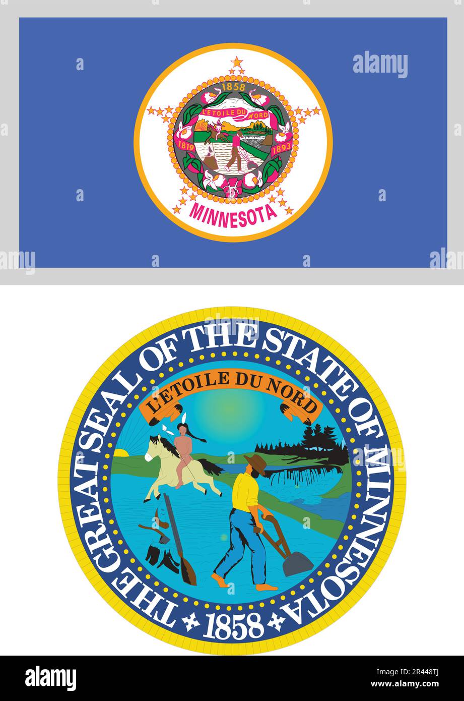 Minnesota US State Flag and Coat of Arm Design Stock Vector Image & Art ...