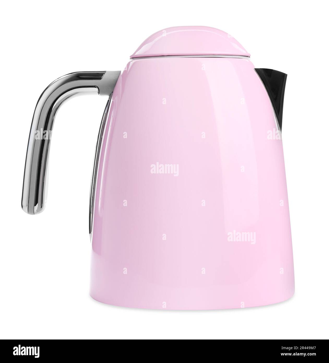 Modern pink electric kettle isolated on white Stock Photo - Alamy