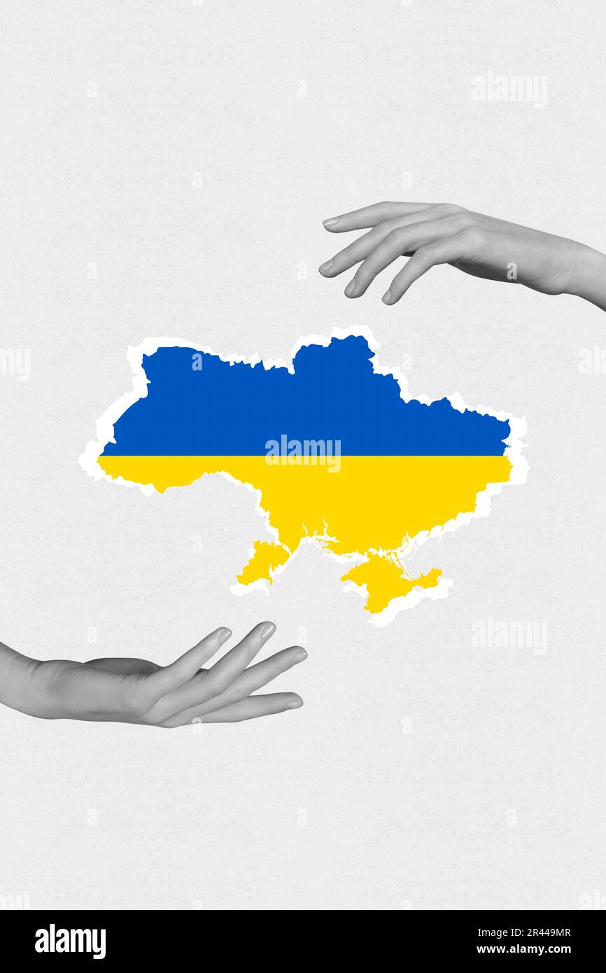 Poster drawing banner painting collage of ukrainian map in national ...