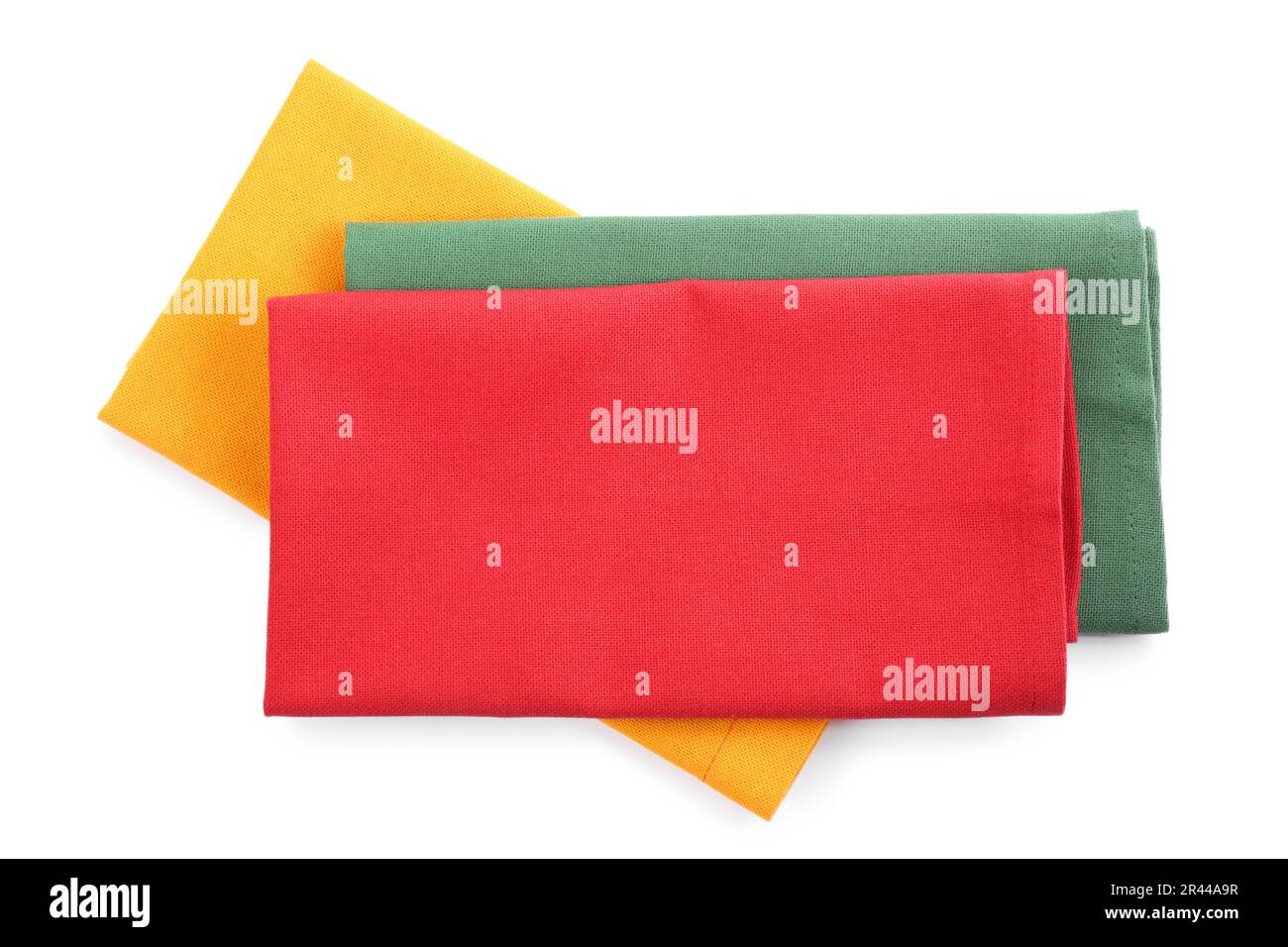 Fabric napkins for table setting isolated on white, top view Stock ...