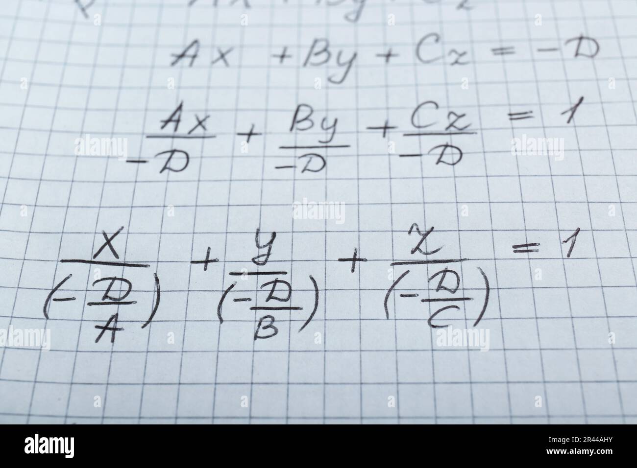 Sheet of paper with different mathematical formulas, closeup Stock ...